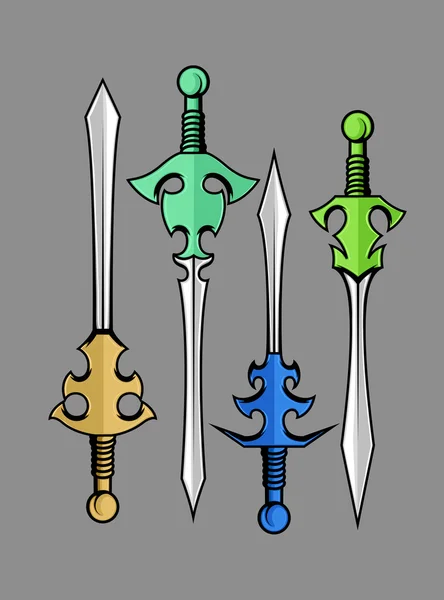 Crossed Swords Set - Cartoon Vector Illustration — Stock Vector ...