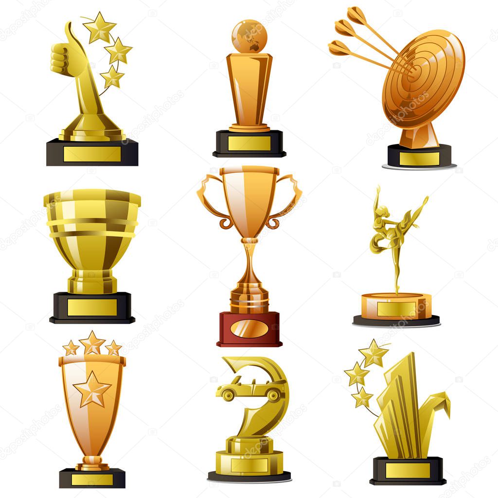 Gold Winning Trophy Designs — Stock Vector © artisticco #138914450