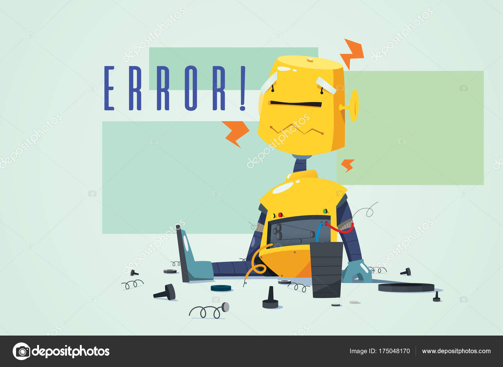 Broken Robot Showing Error Concept Illustration Stock Vector Image by ...