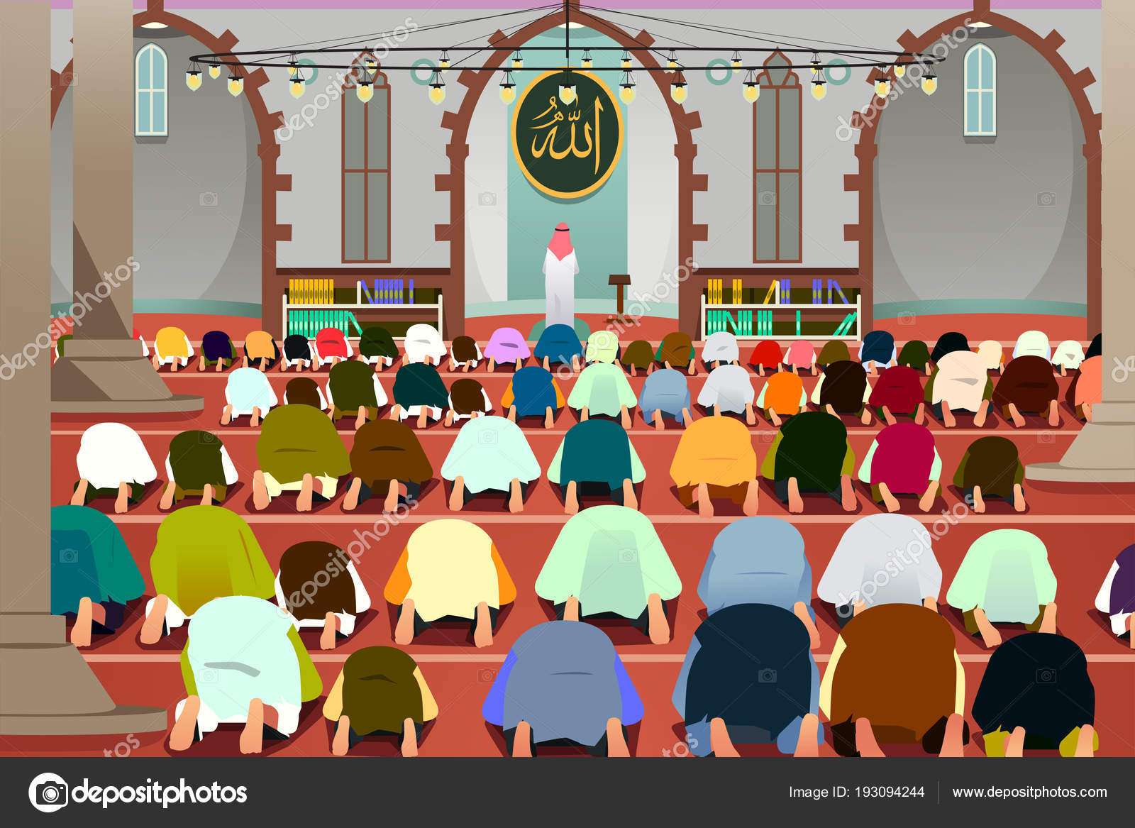 Muslims Praying in a Mosque Illustration Stock Vector by ©artisticco ...