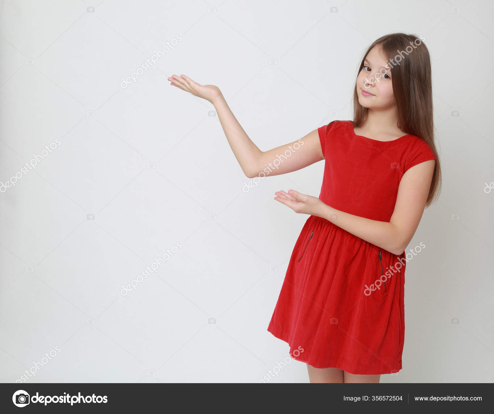 Beautiful Little Girl Point Something — Stock Photo © Mari1Photo #356572504