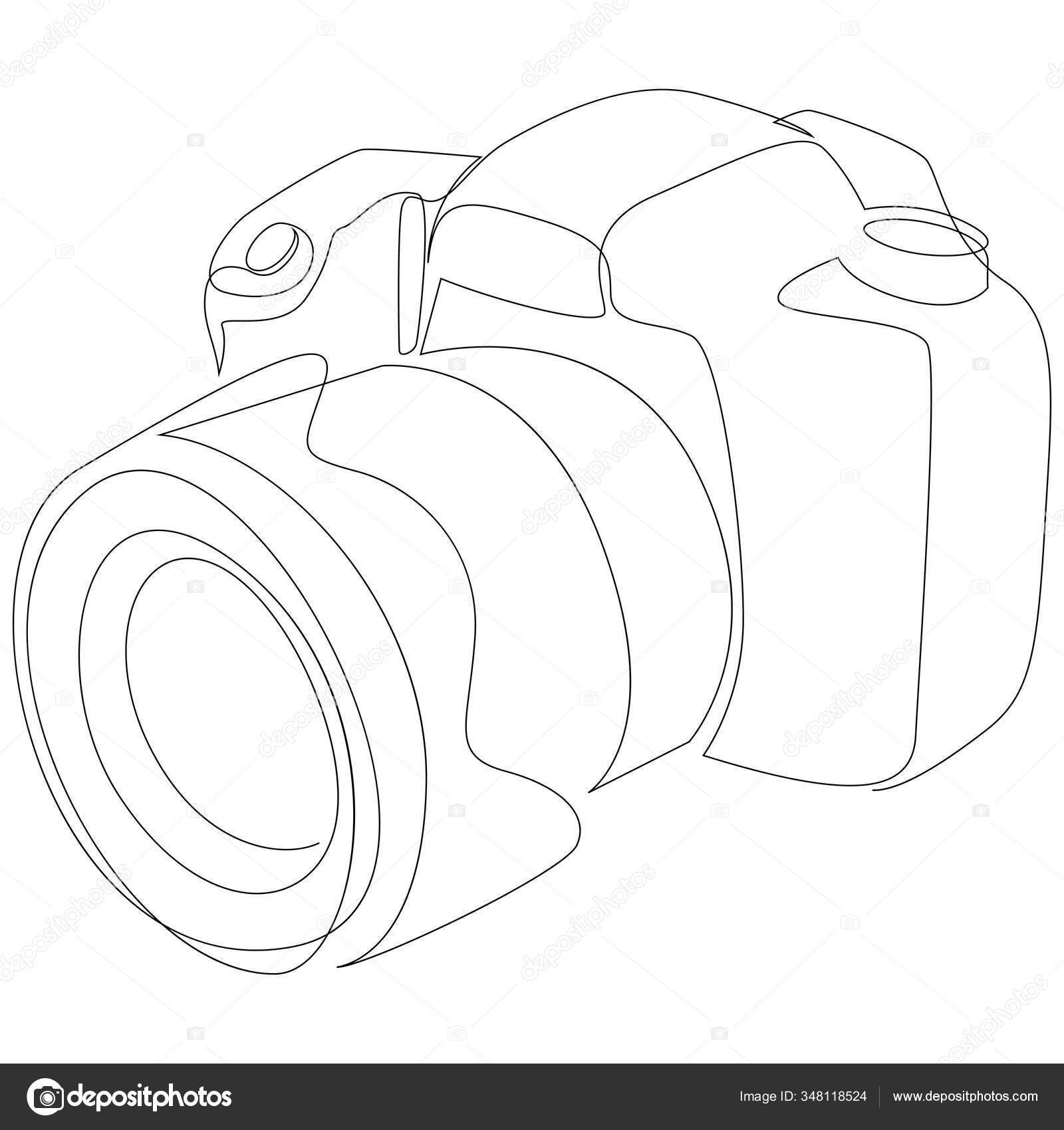 DSLR camera digital vector, one continuous single line drawing ...