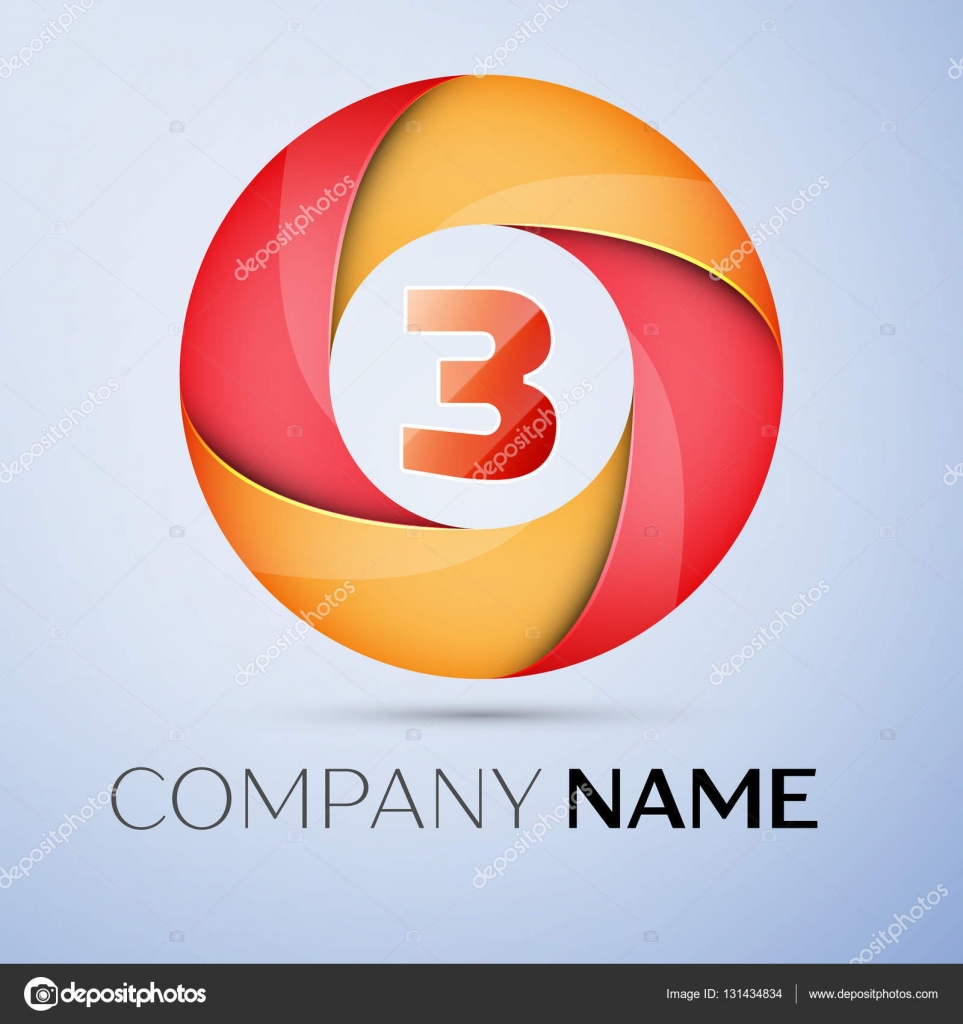 Three number colorful logo in the circle. Vector template for your ...