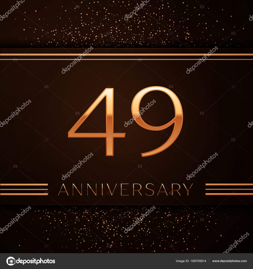 Realistic Forty nine Years Anniversary Celebration Logotype. Golden ...
