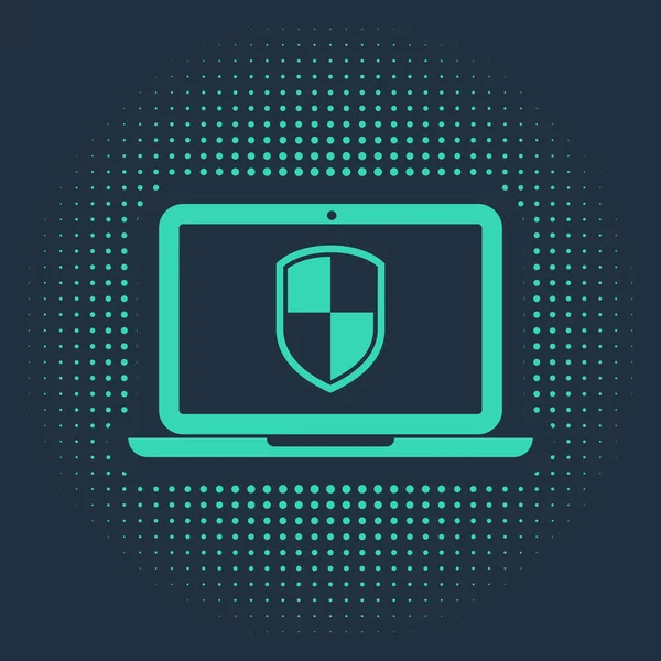 Paper cut Laptop protected with shield icon isolated on grey background ...