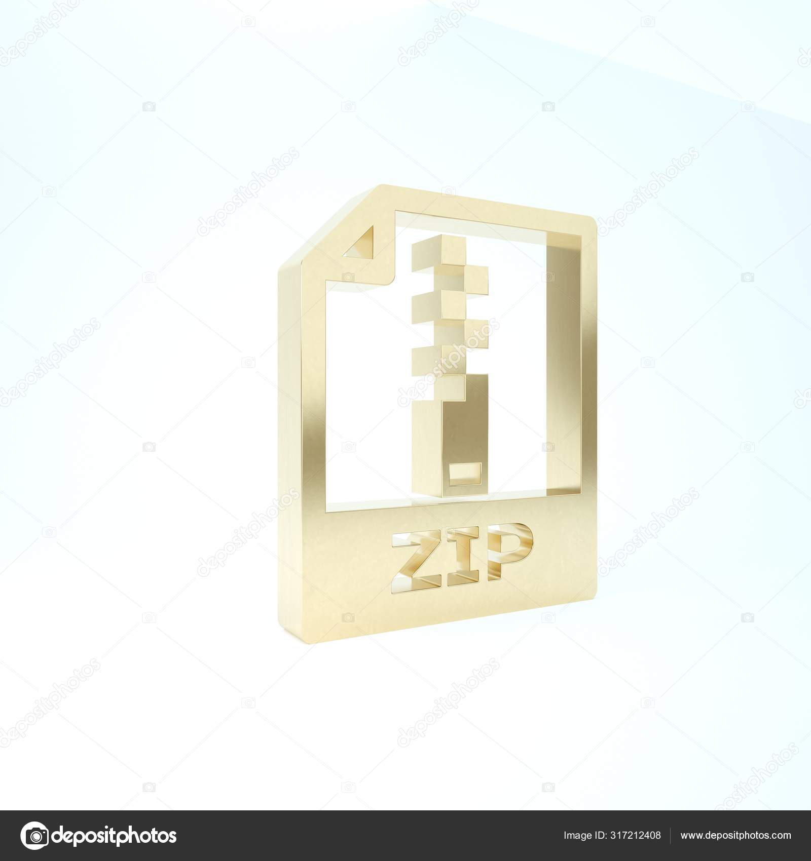 Gold ZIP file document. Download zip button icon isolated on white ...