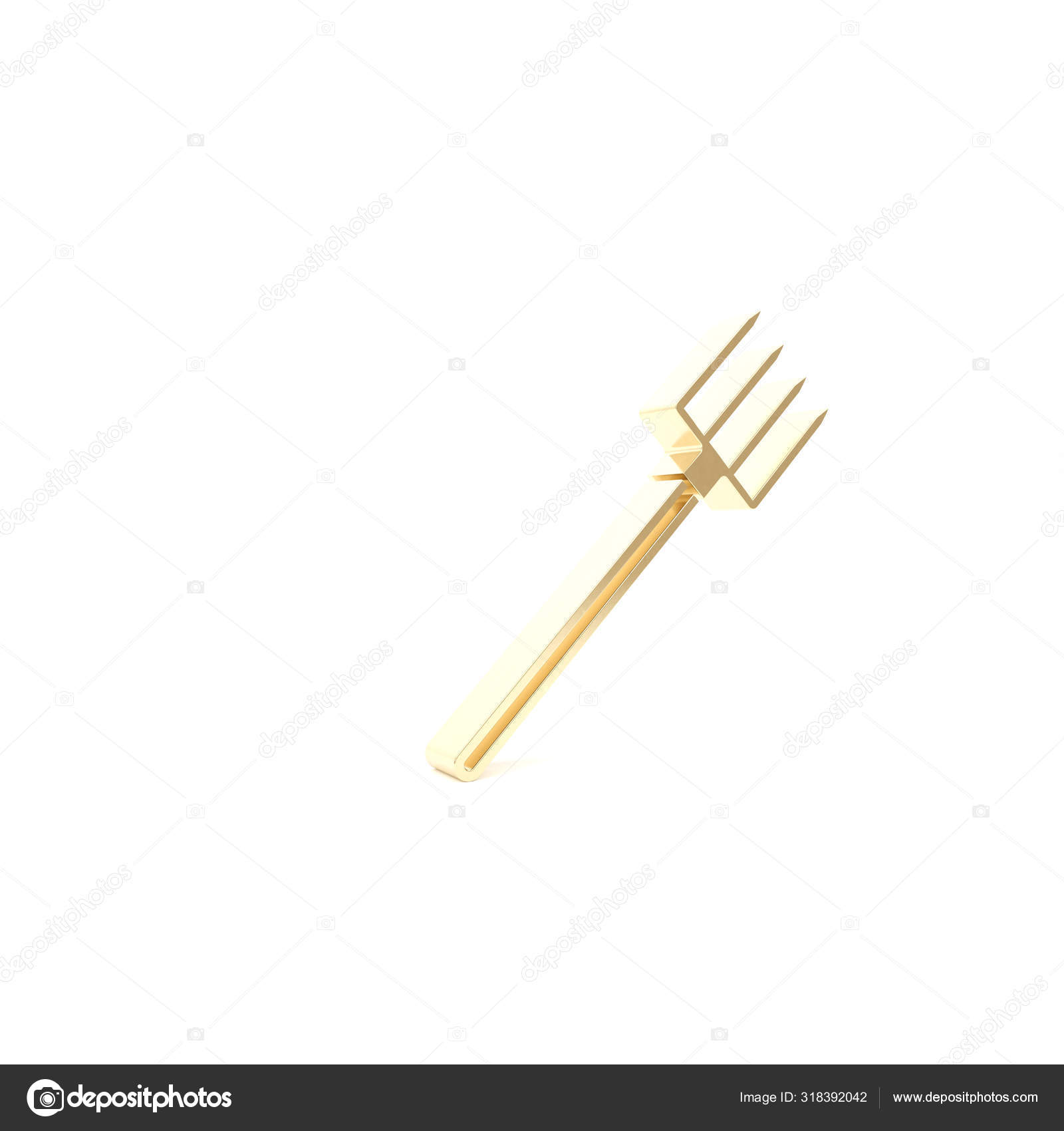 Gold Garden pitchfork icon isolated on white background. Garden fork ...