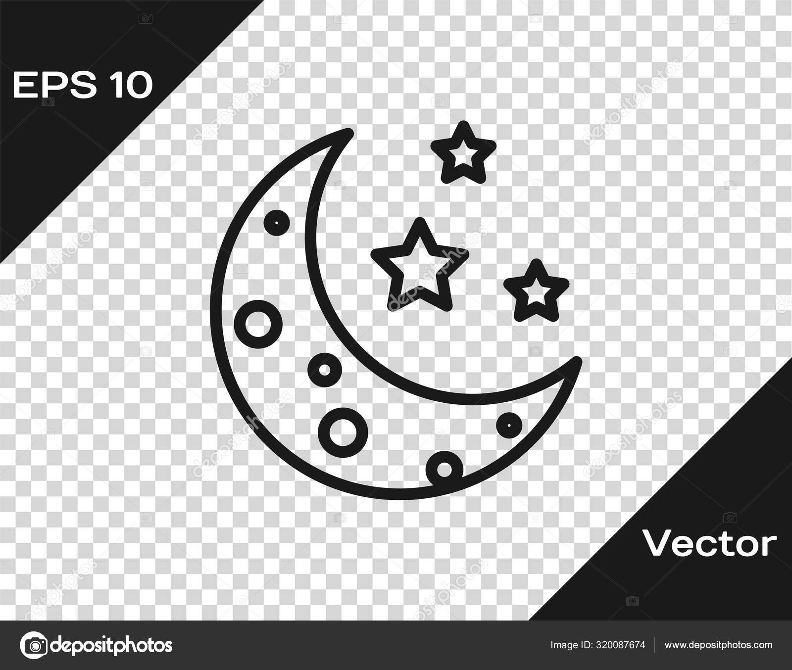 Grey Moon and stars icon isolated on transparent background. Vector ...