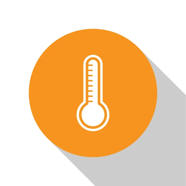 White Meteorology thermometer measuring heat and cold icon isolated on ...