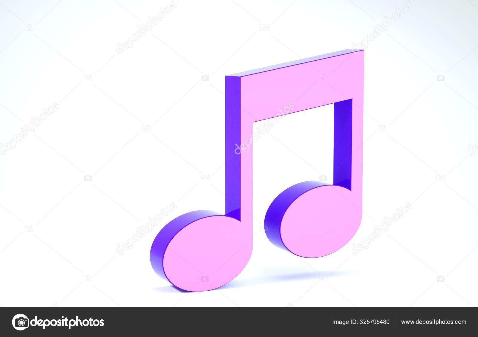 Purple Music note, tone icon isolated on white background. 3d ...
