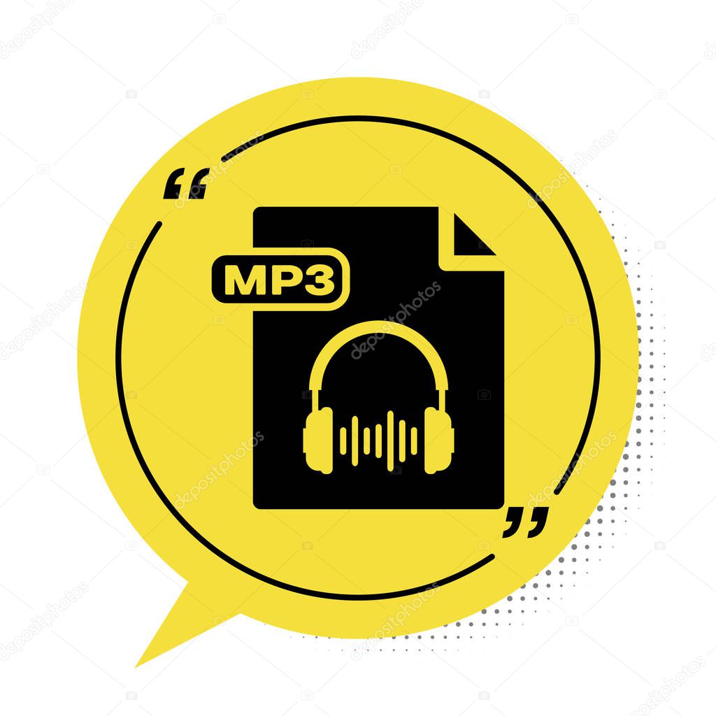 Documento de archivo MP3 negro. Descargar icono del botón mp3 aislado ...