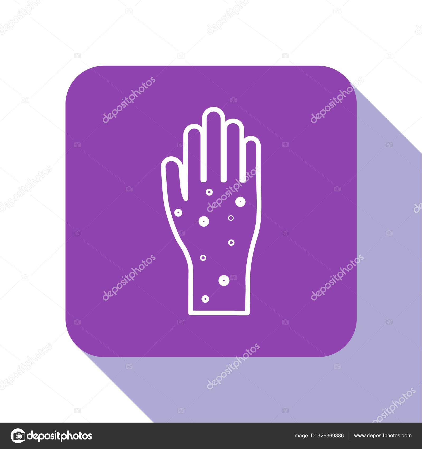 White Line Hand Psoriasis Eczema Icon Isolated White Background Concept ...