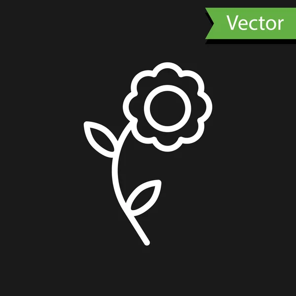 White Line Flower Icon Isolated Long Shadow Vector Illustration — Stock ...