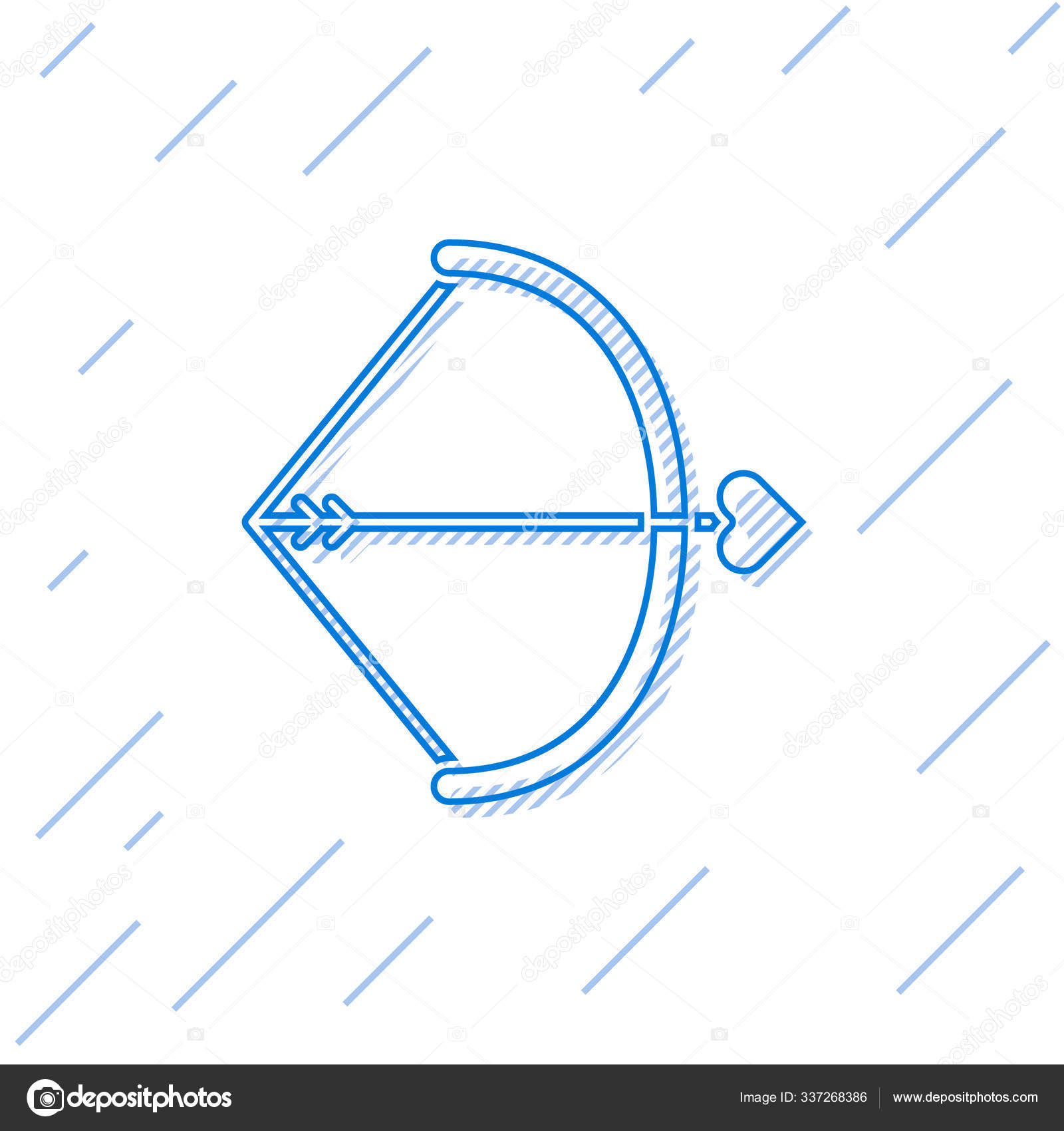 Blue Line Bow Arrow Icon Isolated White Background Cupid Symbol — Stock ...