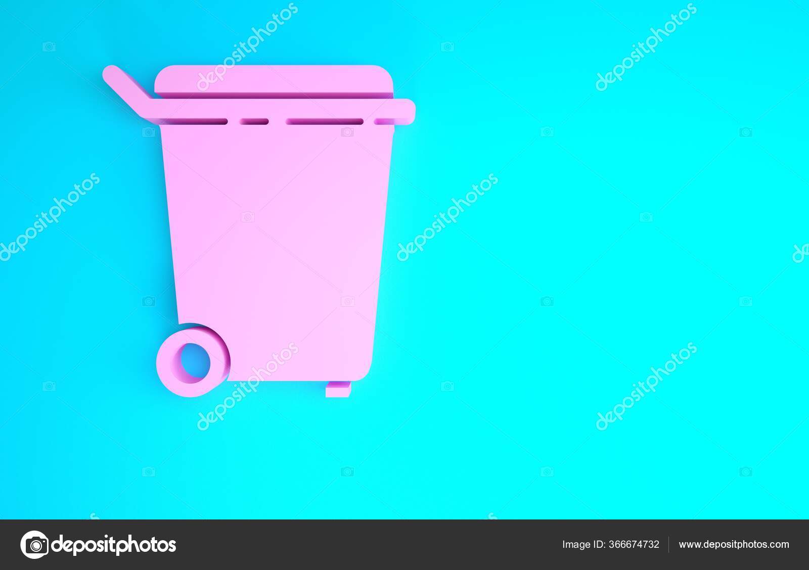 Pink Trash can icon isolated on blue background. Garbage bin sign ...