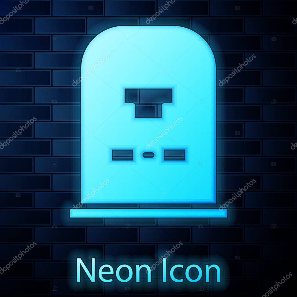 Brillante lápida de neón con RIP escrito en él icono aislado en el ...