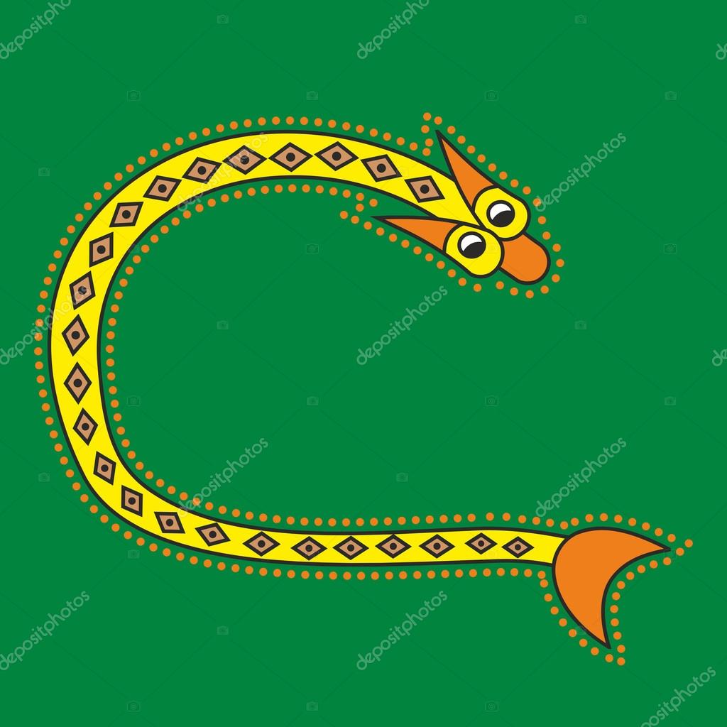 Ornamental initial letter C as snake — Stock Vector © rorius #128512264