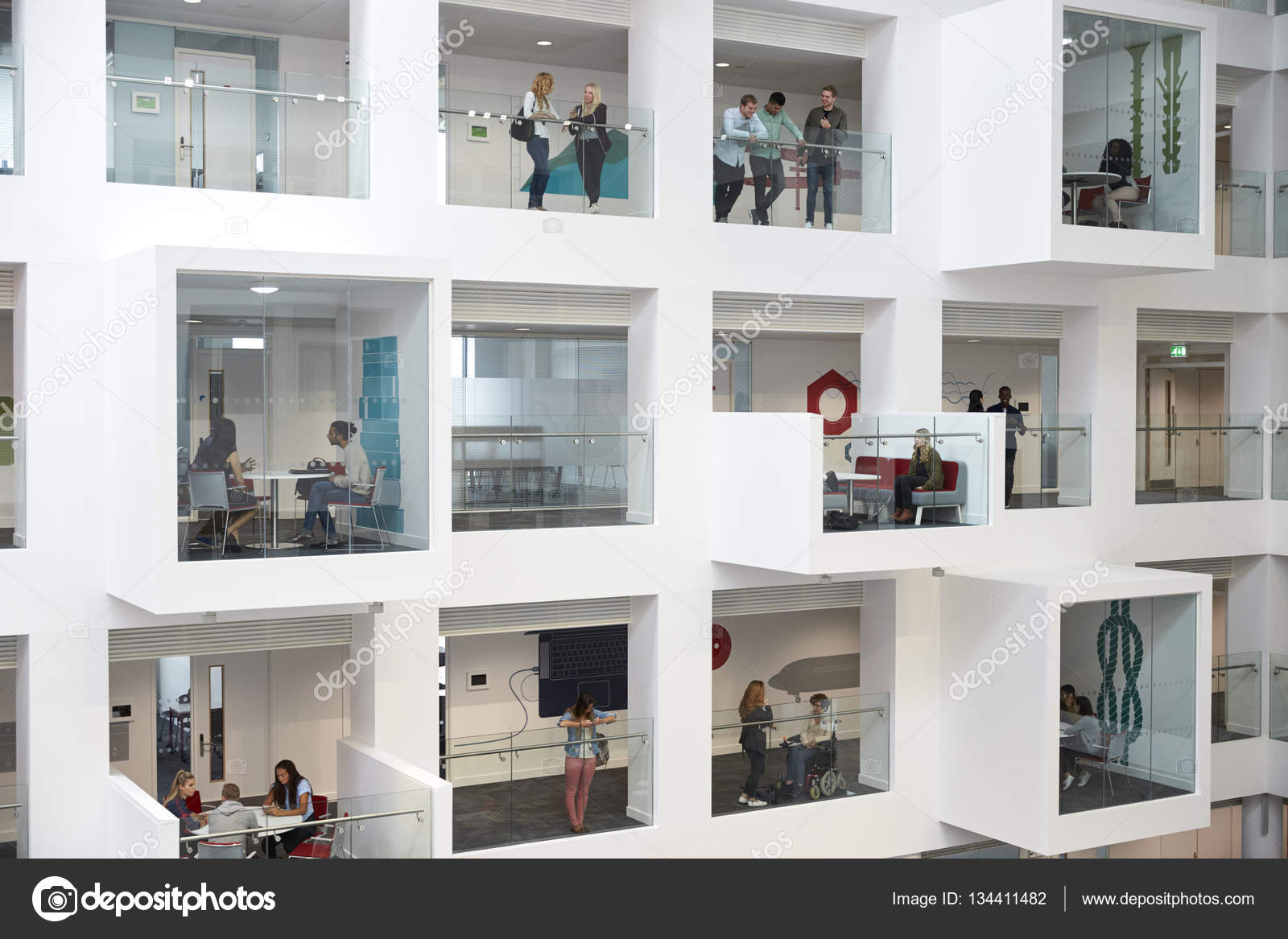 University atrium, rooms and balconies Stock Photo by ©monkeybusiness ...