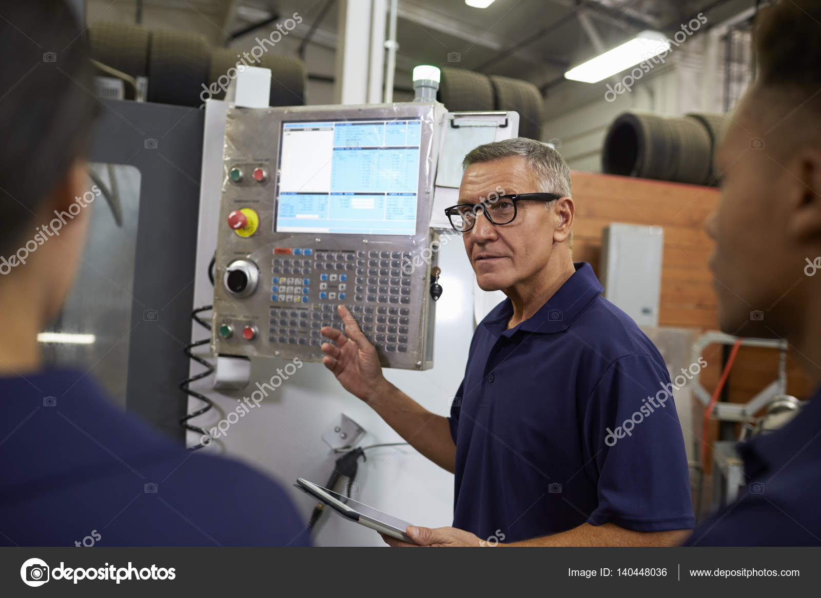 Man showing on screen of tool Stock Photo by ©monkeybusiness 140448036