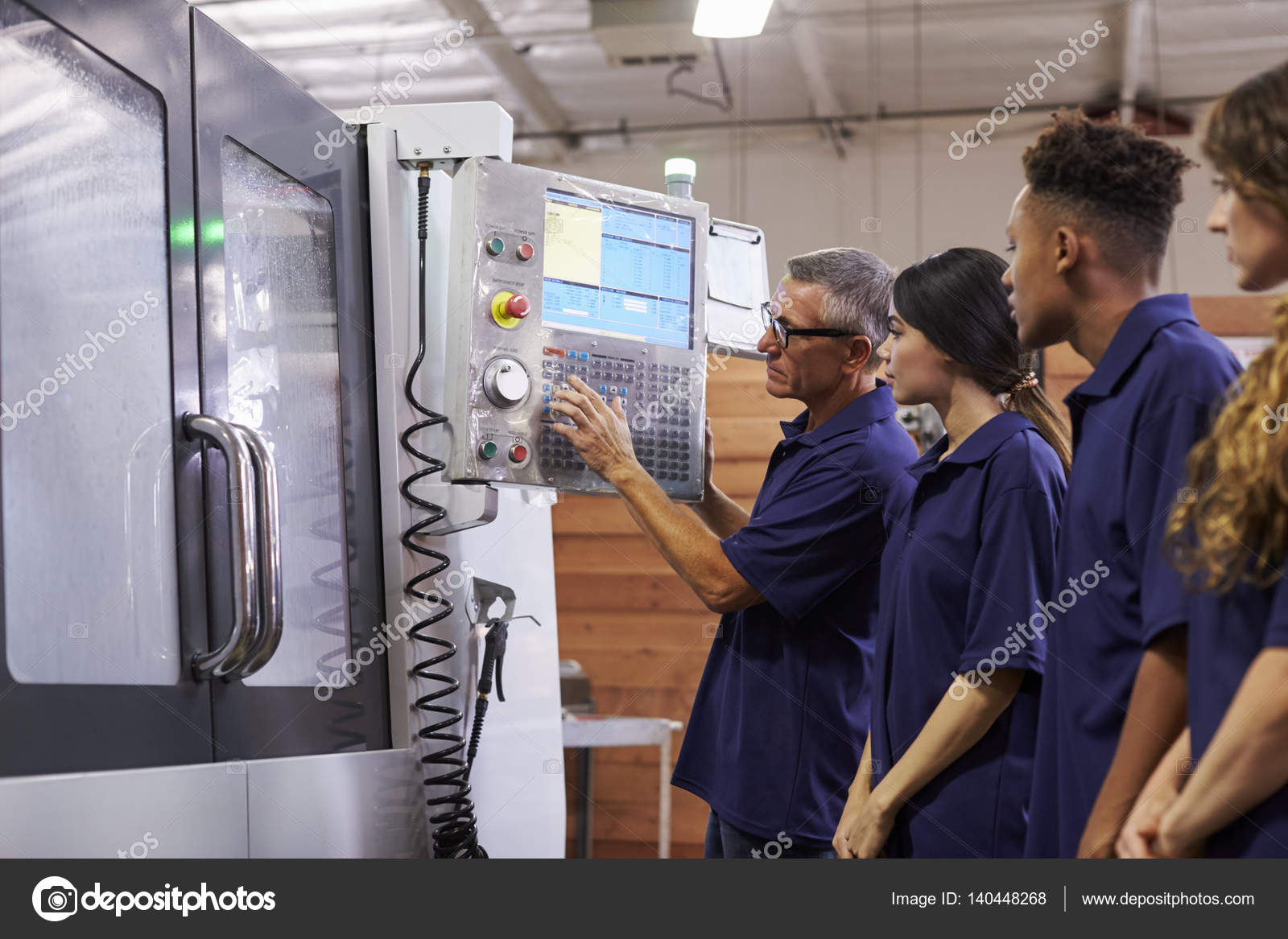 Engineer Training Apprentices On CNC Machine — Stock Photo ...