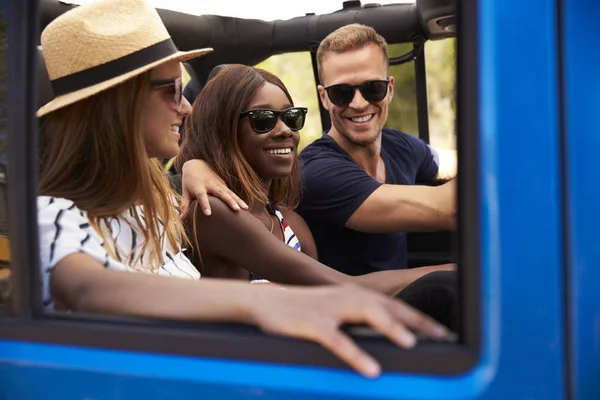 Three friends driving car — Stock Photo © monkeybusiness #140469878