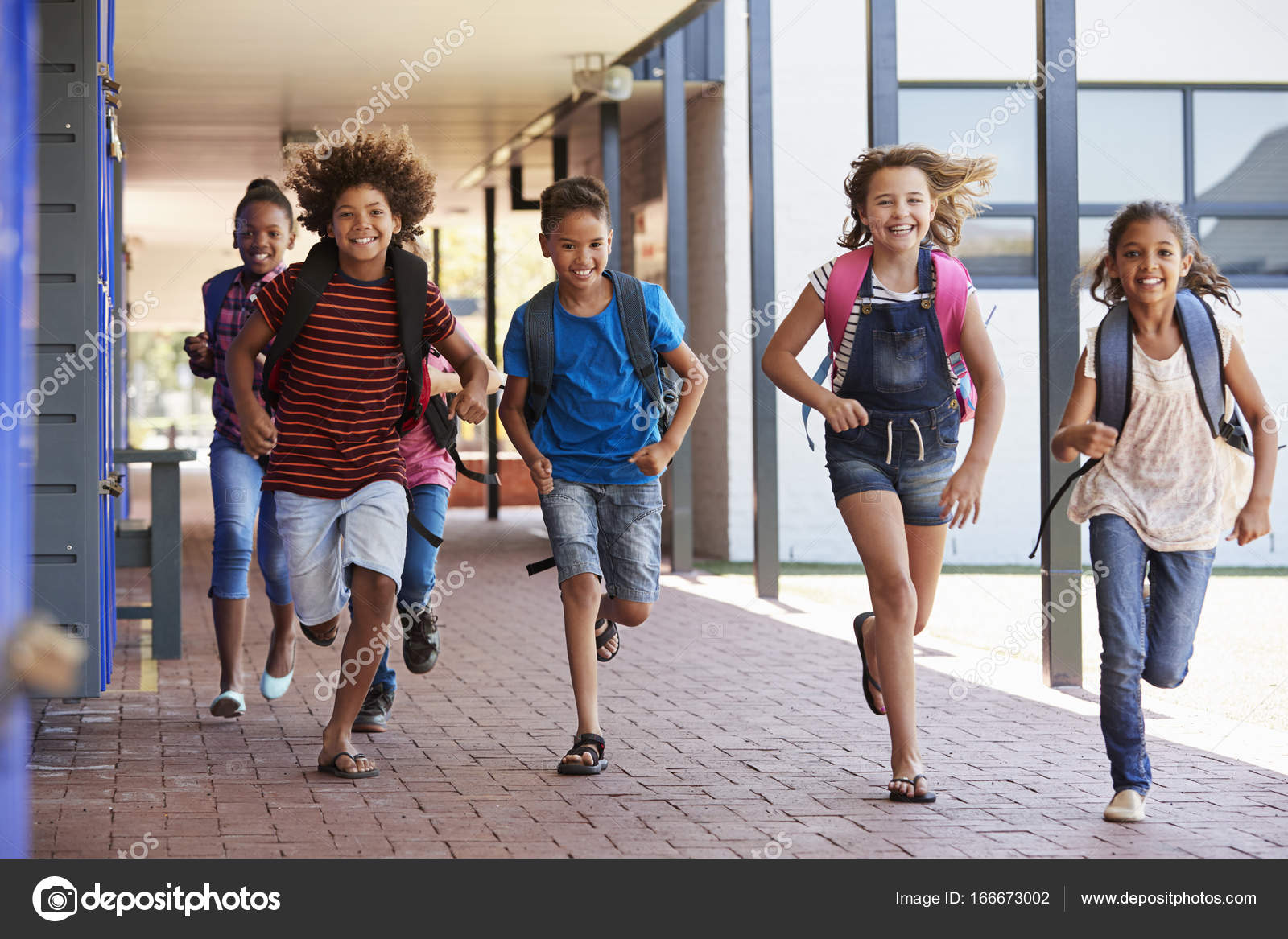 Kids Walking In Hallway