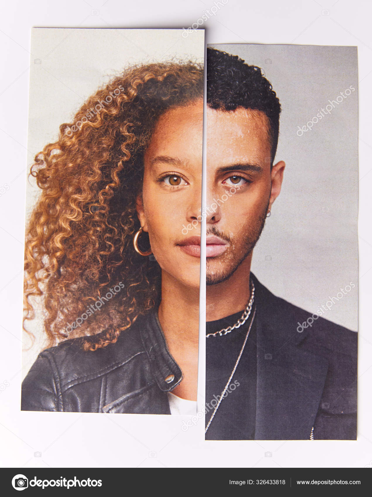 Gender Identity Concept Composite Image Made Halved Male Female Facial ...