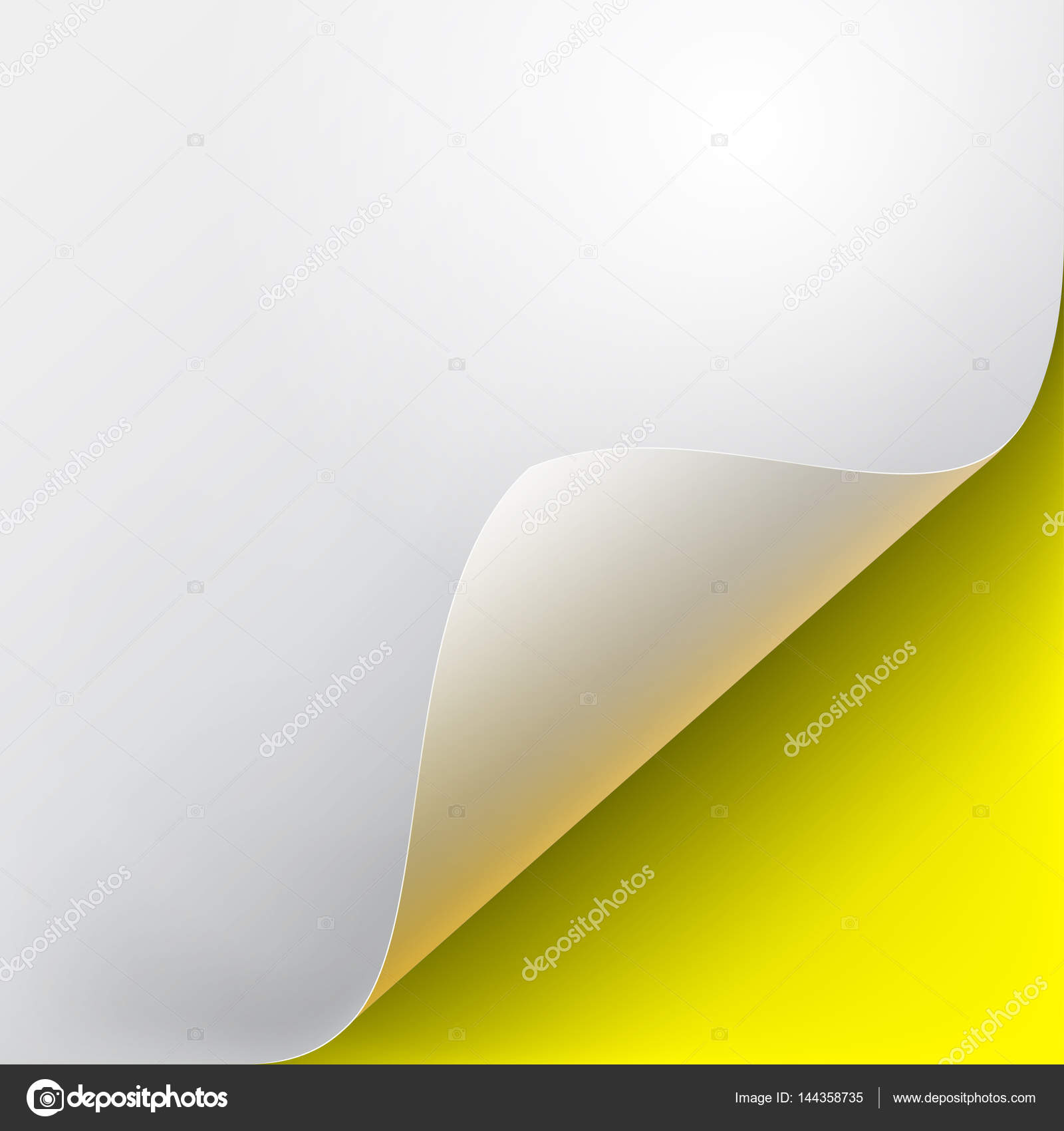 Curved corner of a white paper with shadow. Mockups close-up on a ...