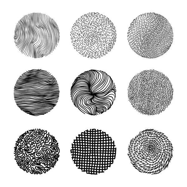 Collection of hand drawn textures. The art of design elements: circles ...