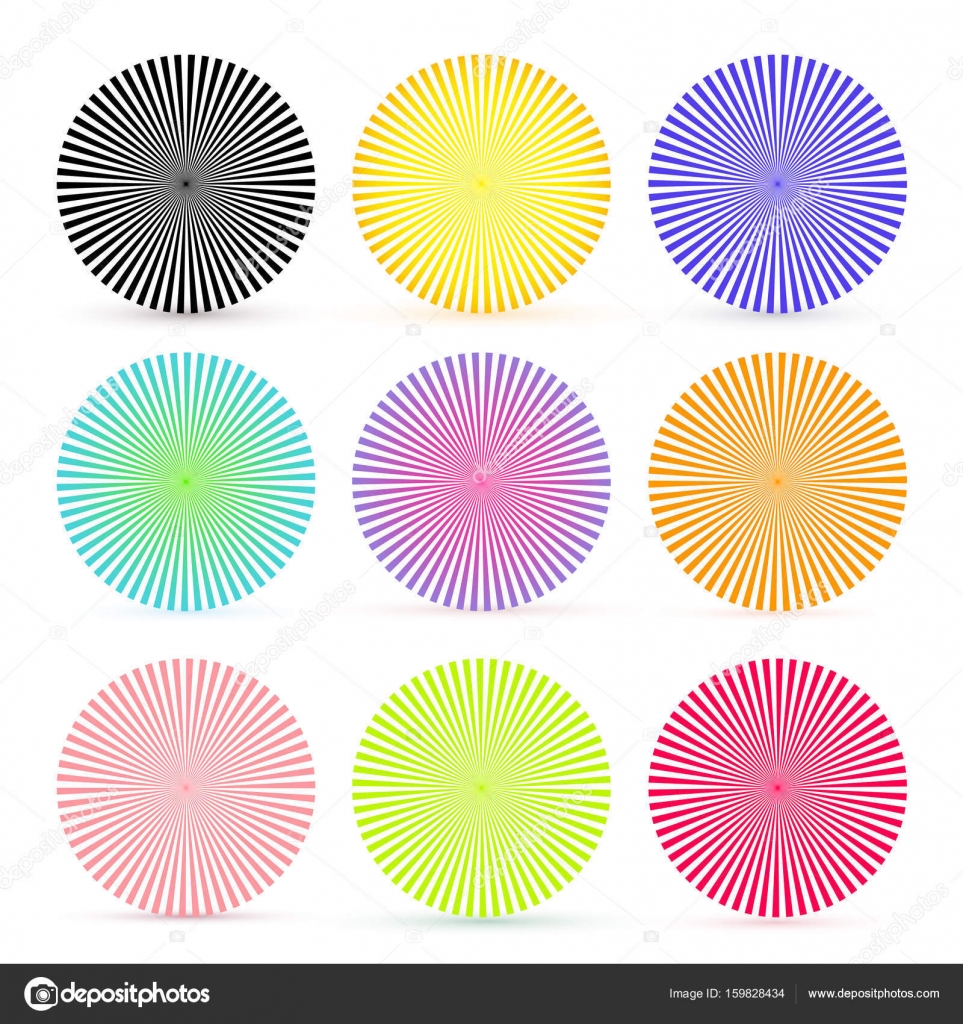 Set of sunburst background. Vector illustration. Isolated on white ...