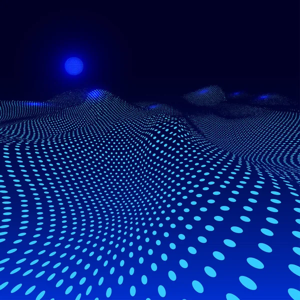 Stylish wave mesh made with blue dots particles. Vector illustration ...