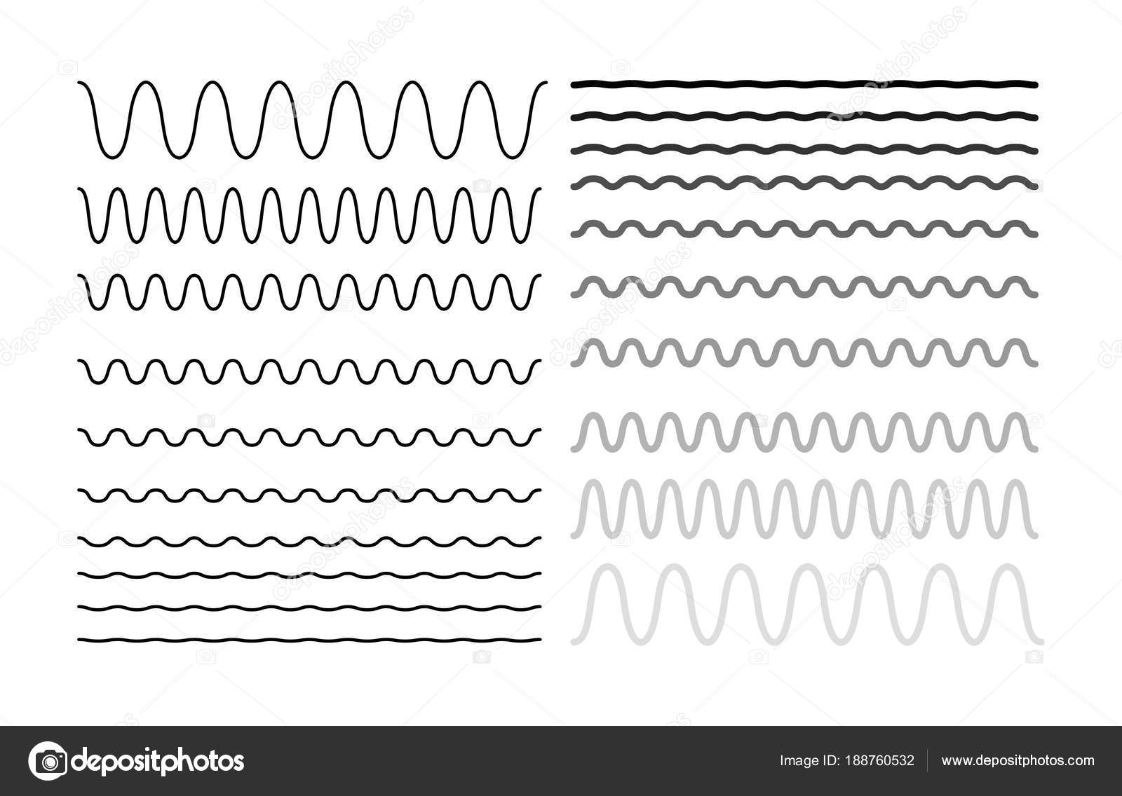 Set of wavy horizontal thin and thick lines. Design element. Vector ...