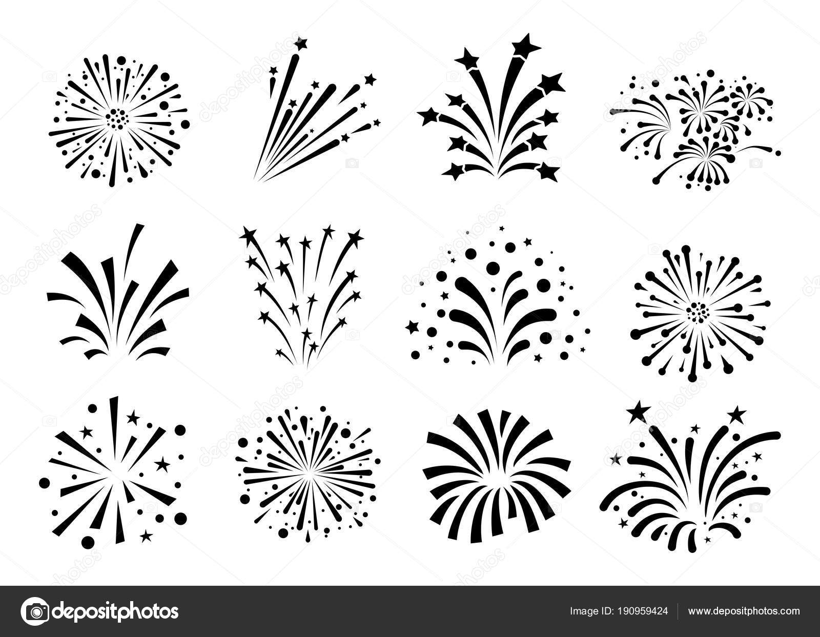 Set of a fireworks icon. Vector illustration. Isolated on white ...