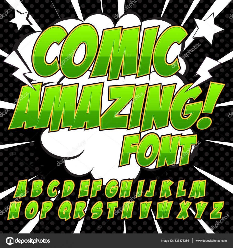 Fonte de bande dessinée créative haute précision. Alphabet de BD, pop ...