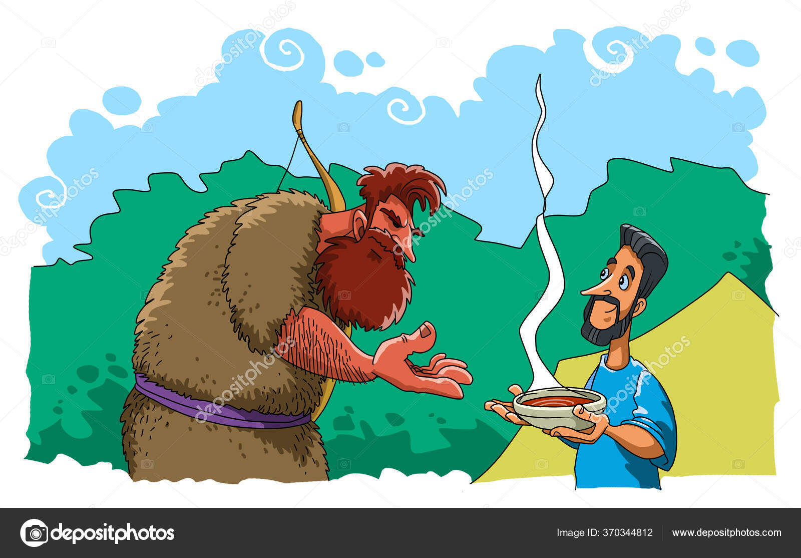Jacob gives his brother Esau a lentil stew Stock Illustration by ©askib ...