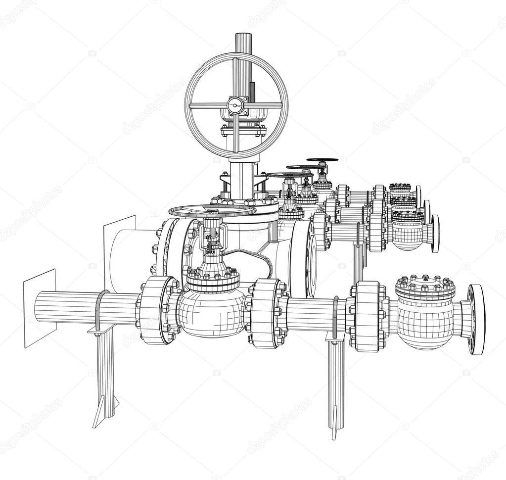 Wire-frame industrial valves — Stock Vector © cherezoff #166895272