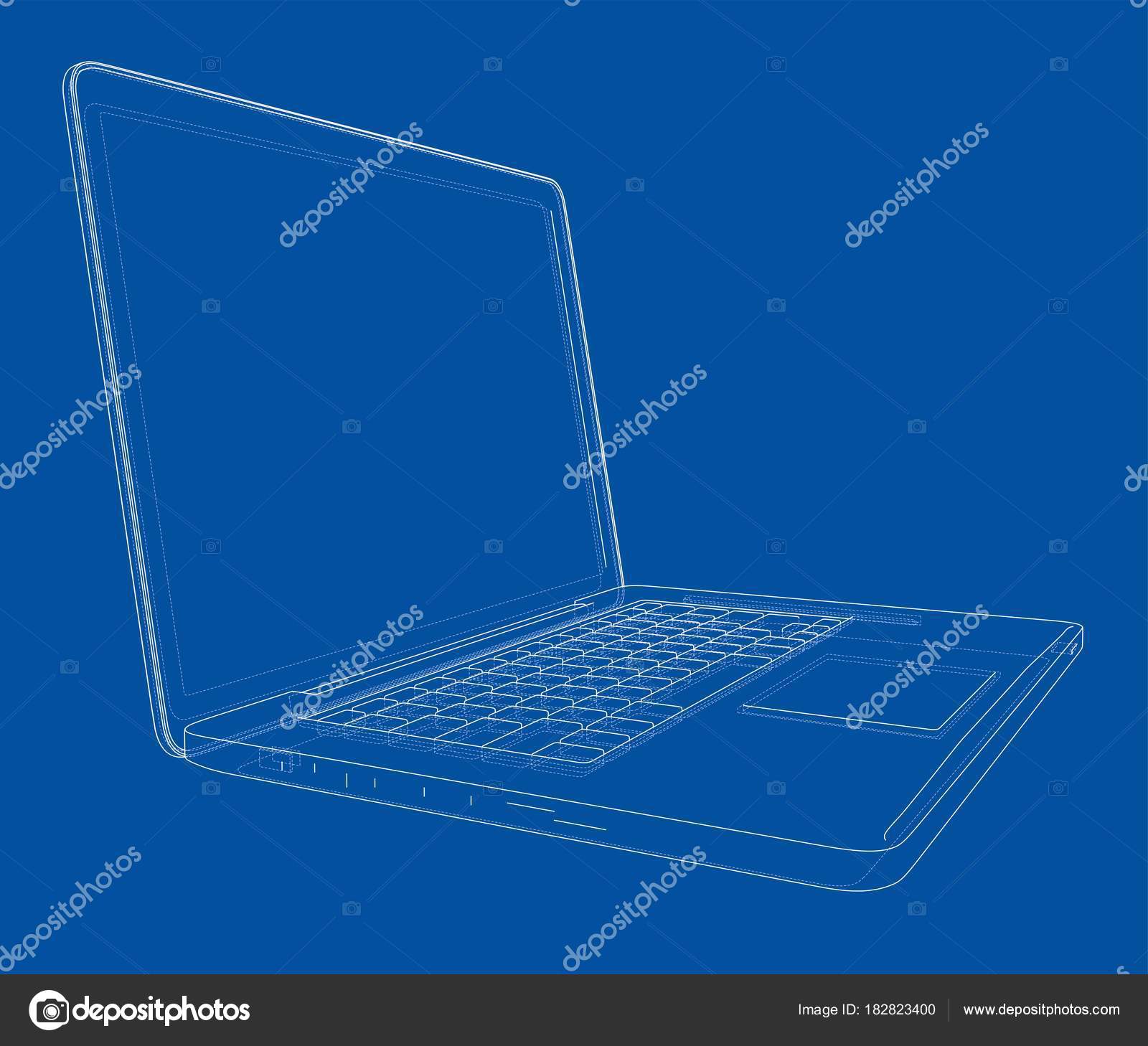 Laptop computer notebook outline vector — Stock Vector © cherezoff ...