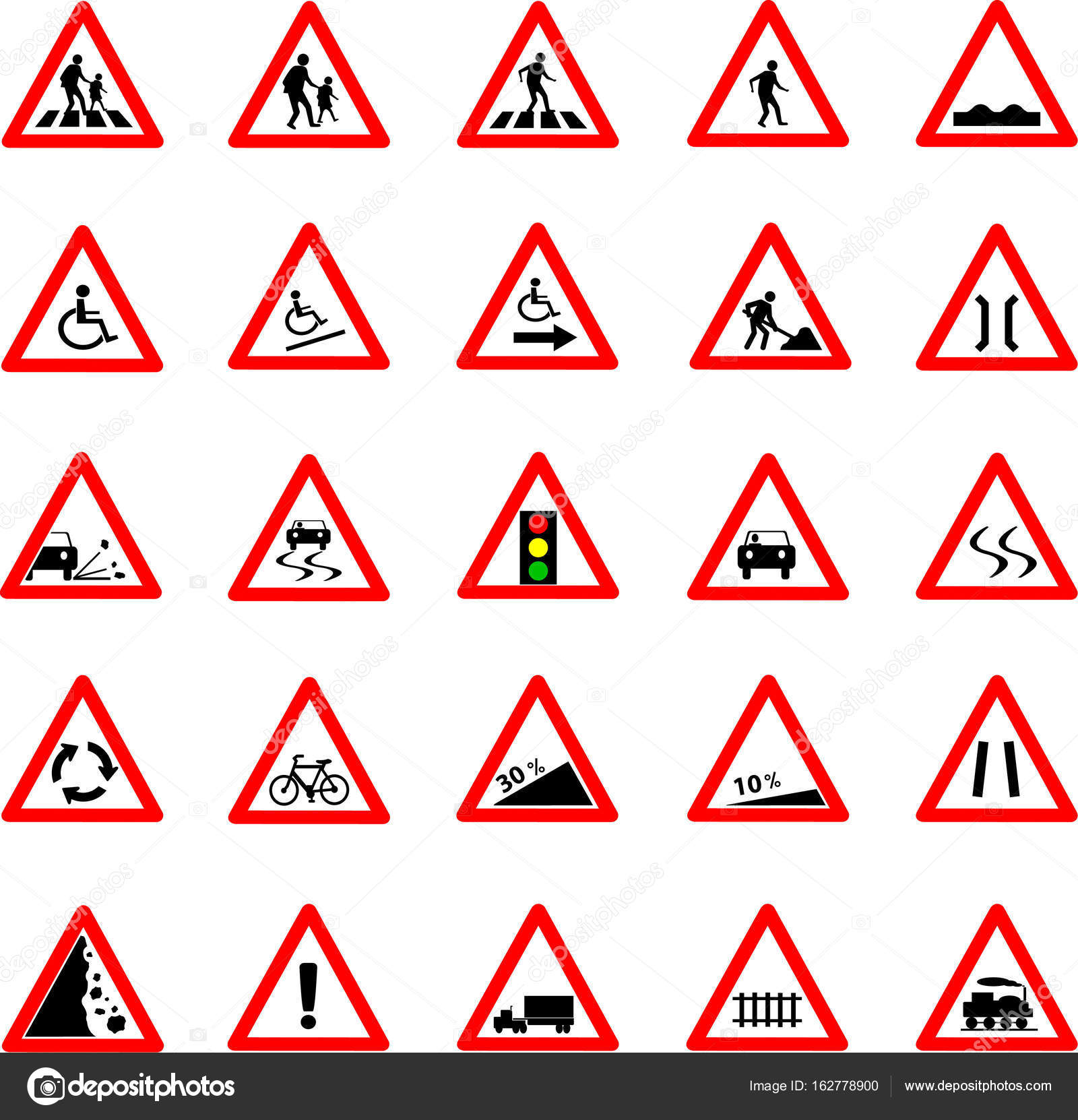 Triangle traffic and road sign set ⬇ Stock Photo, Image by © stoonn ...