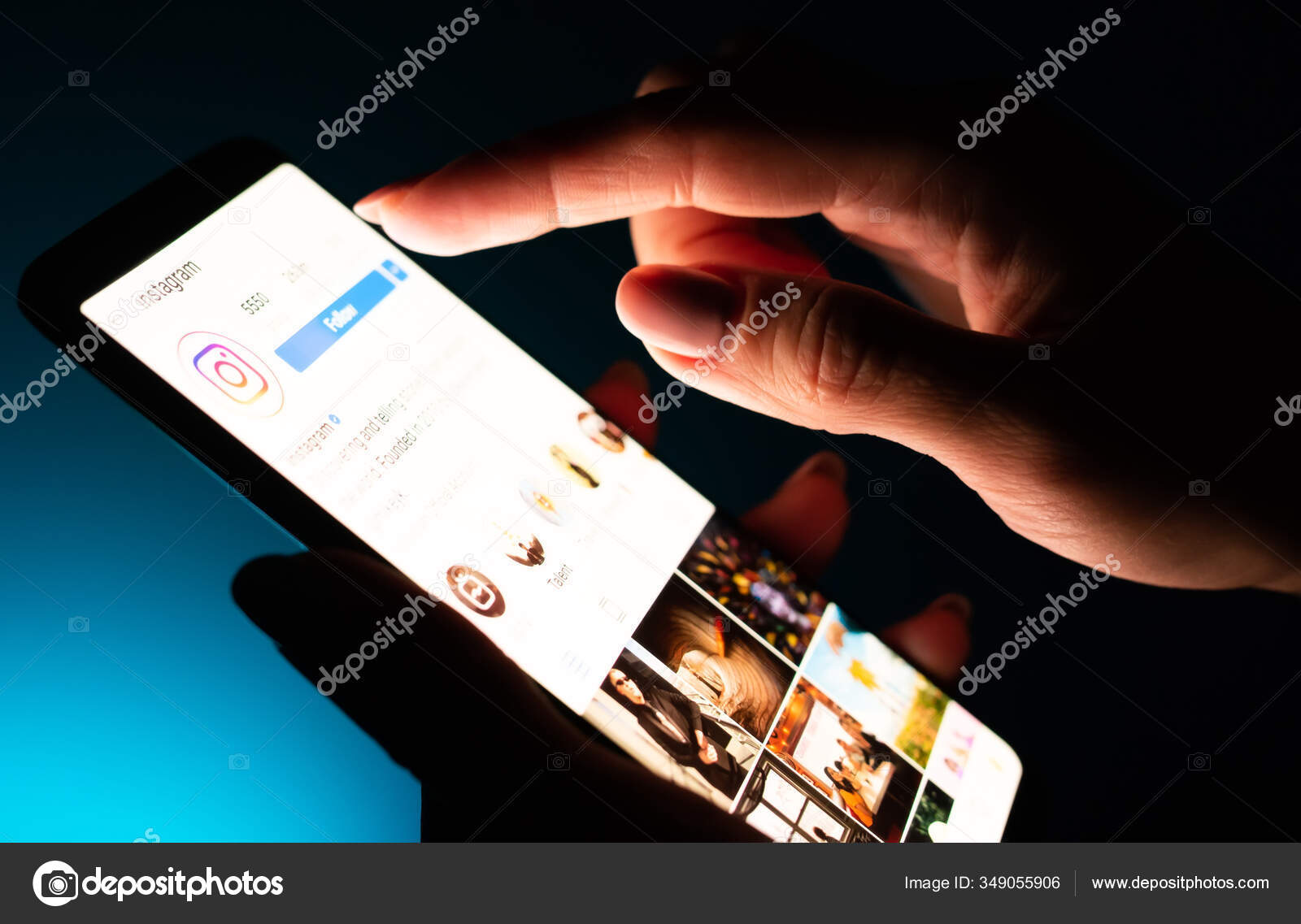 Close up girl hand using smartphone with instagram app — Stock ...