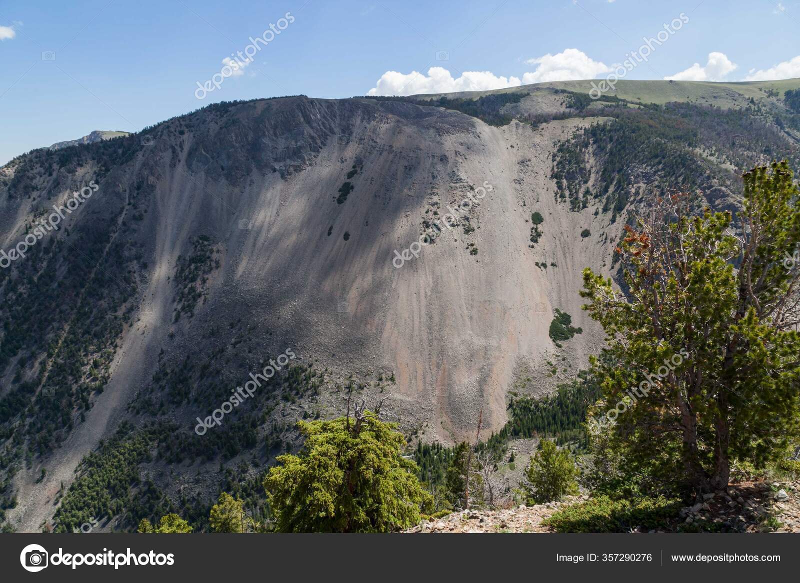 Erosion Landslides Creating Steep Drop Large Mountainside Custer ...