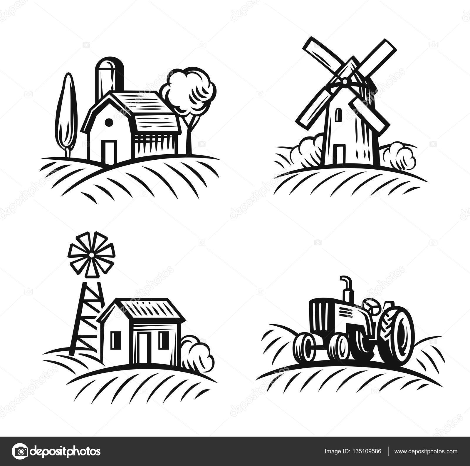 Black farm and field — Stock Vector © bioraven #135109586