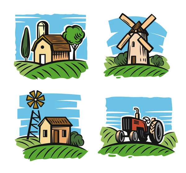 Black farm and field — Stock Vector © bioraven #135109586