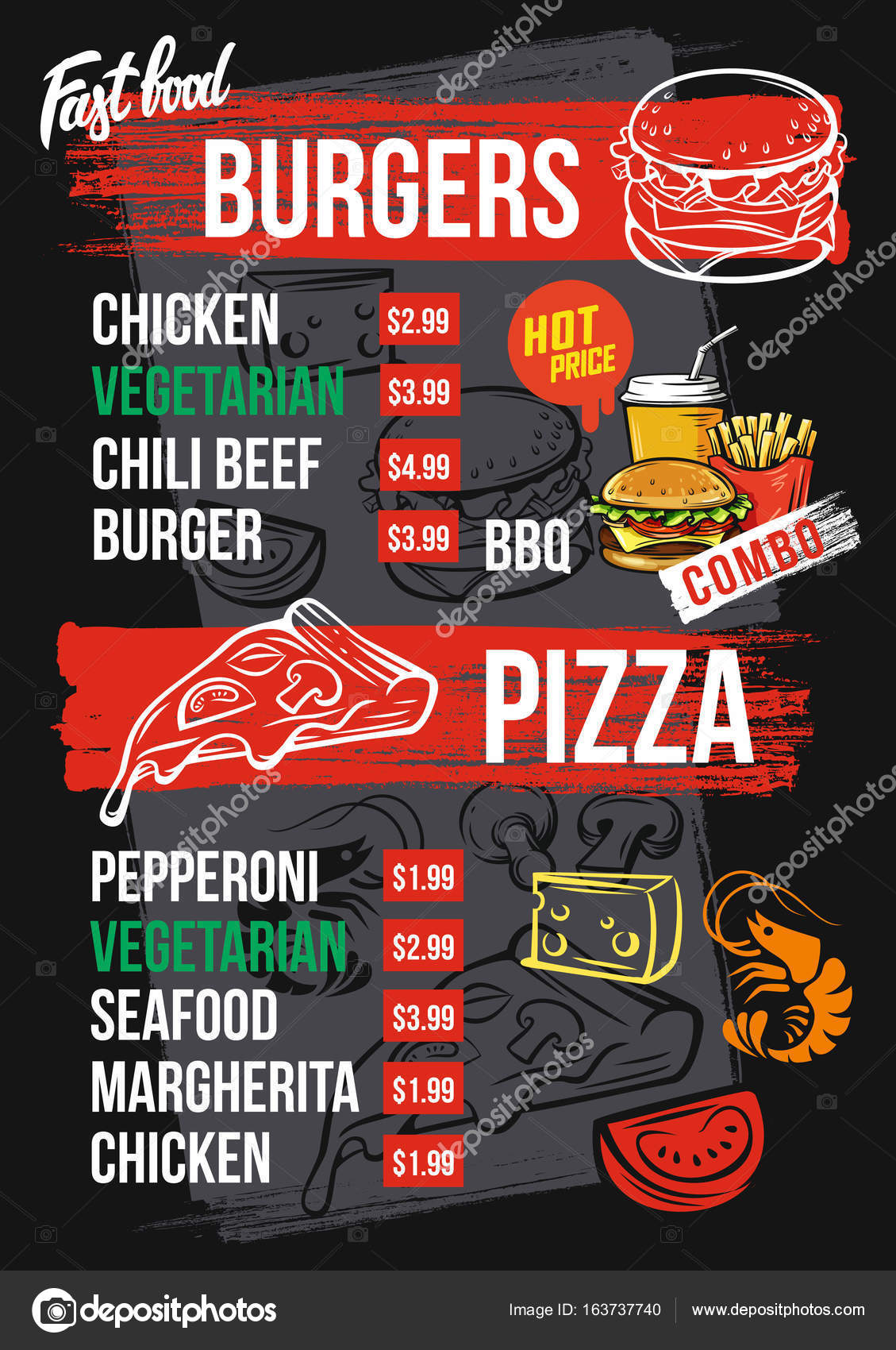 Fast food menu — Stock Vector © bioraven #163737740
