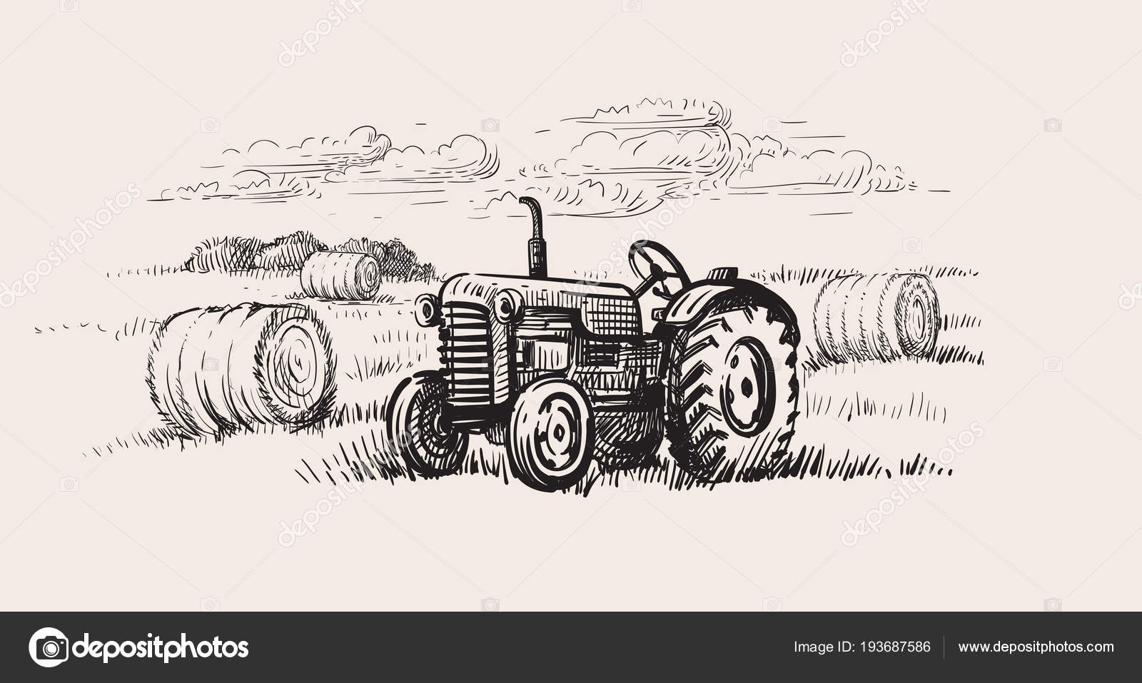 Old tractor with a rural scene Stock Vector Image by ©bioraven #193687586