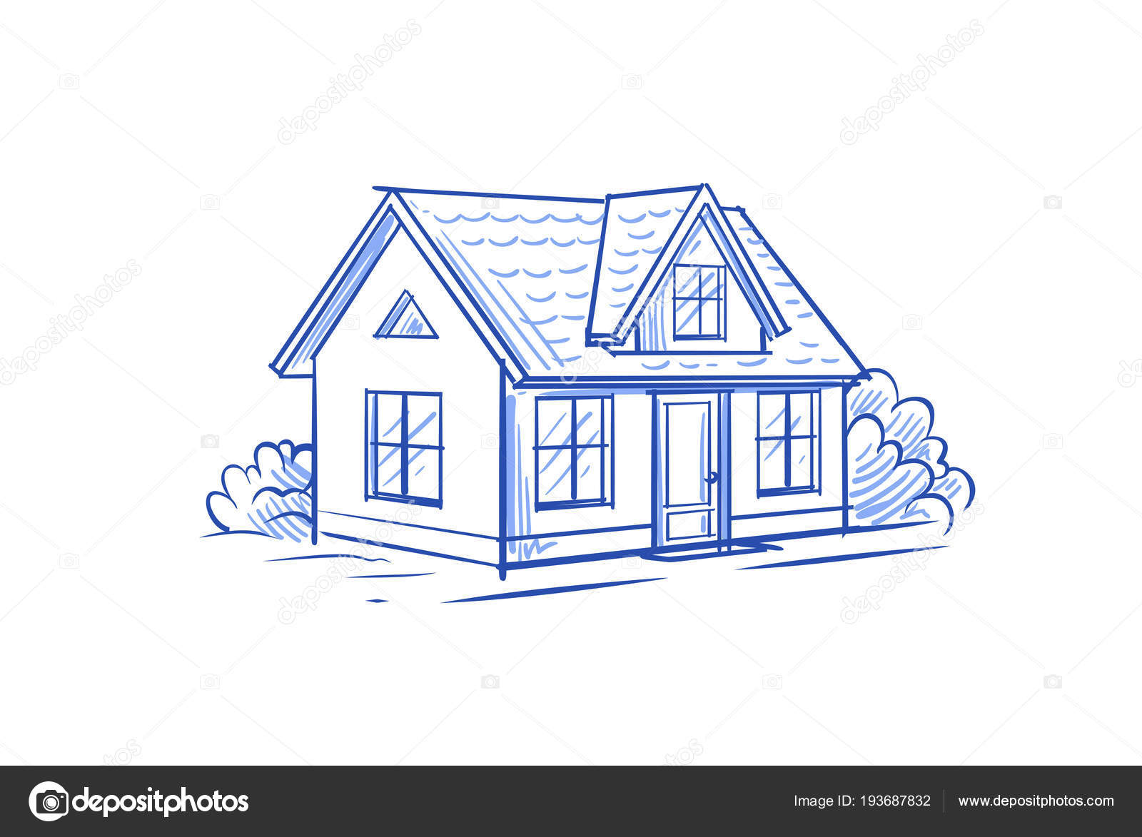 Line Drawing House Clipart Porch