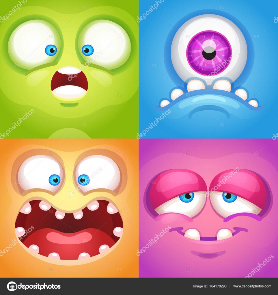 Cartoon Monster Faces Stock Vector Image By ©real Illusuion 164178290