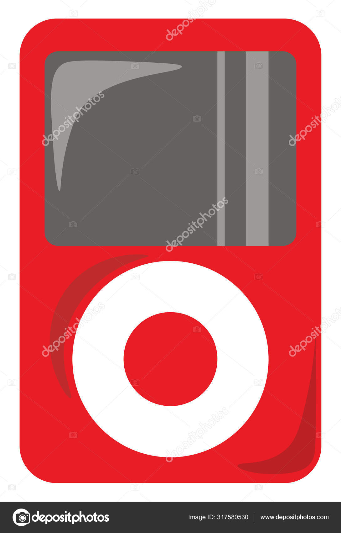 Red mp3 player, illustration, vector on white background. Stock Vector ...