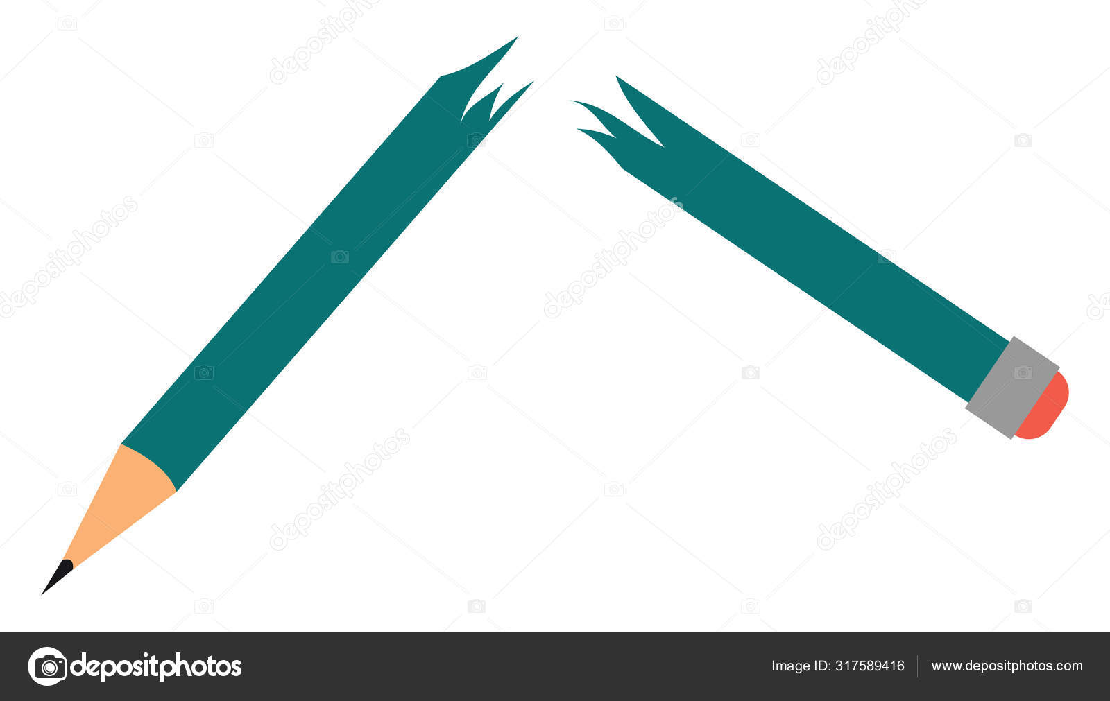 Broken pen, illustration, vector on white background. Stock Vector ...