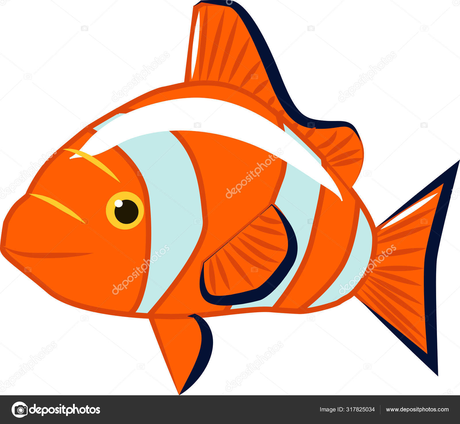Orange fish, illustration, vector on white background. Stock Vector ...