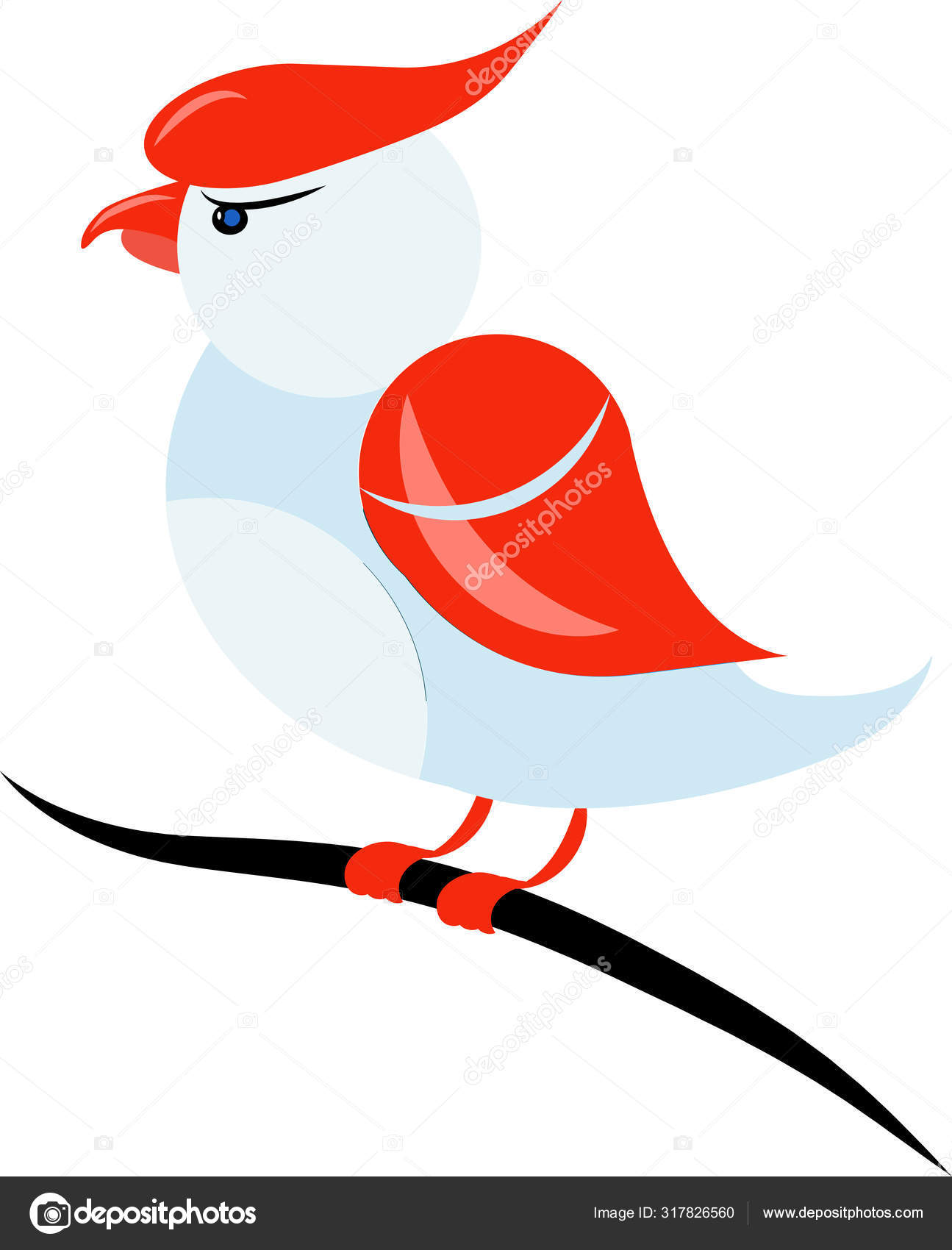 Red and blue bird, illustration, vector on white background. Stock ...